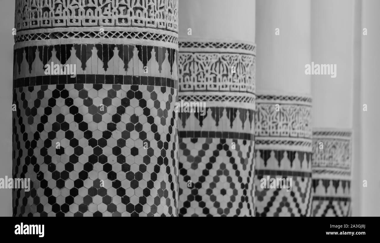 A black and white picture of a row of columns in the Museum of ...