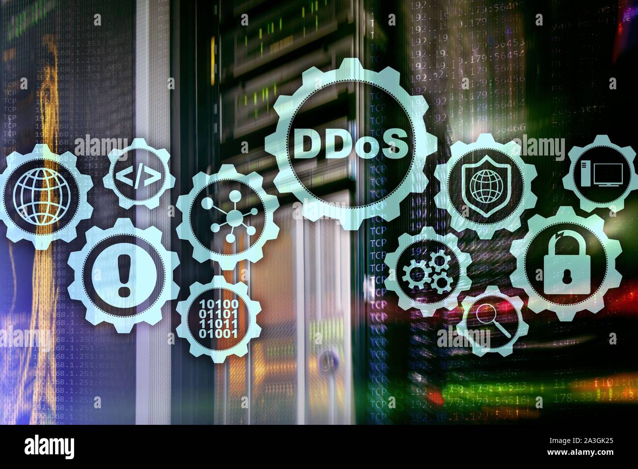 DDoS Cyber Attack. Technology, Internet and Protection Network concept ...