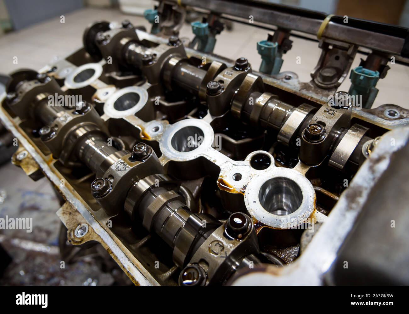 Engine of internal combustion car with cover removed Stock Photo - Alamy