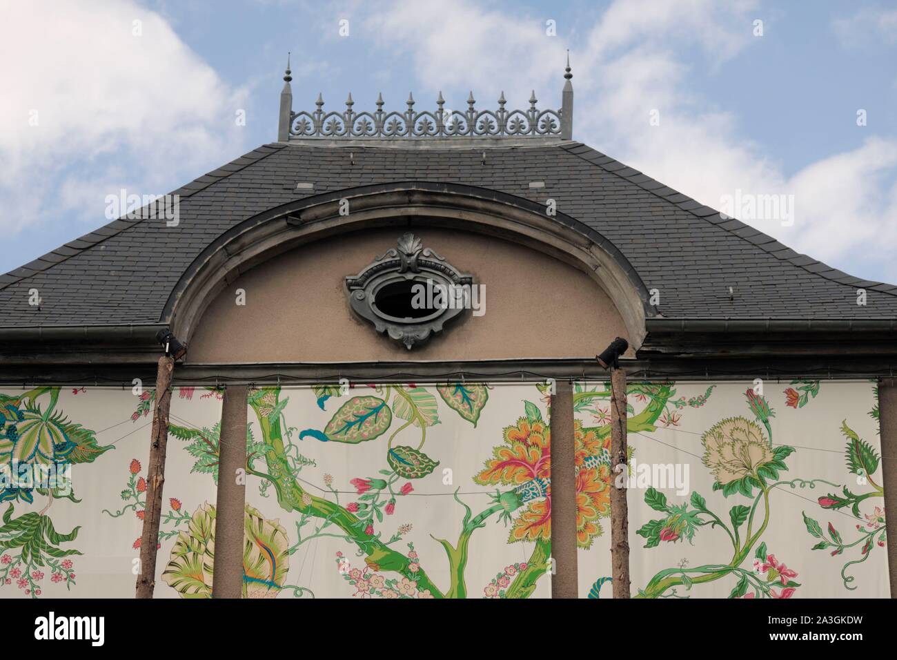 France, Haut Rhin, Husseren Wesserling, Wesserling Park, castle, roof ...