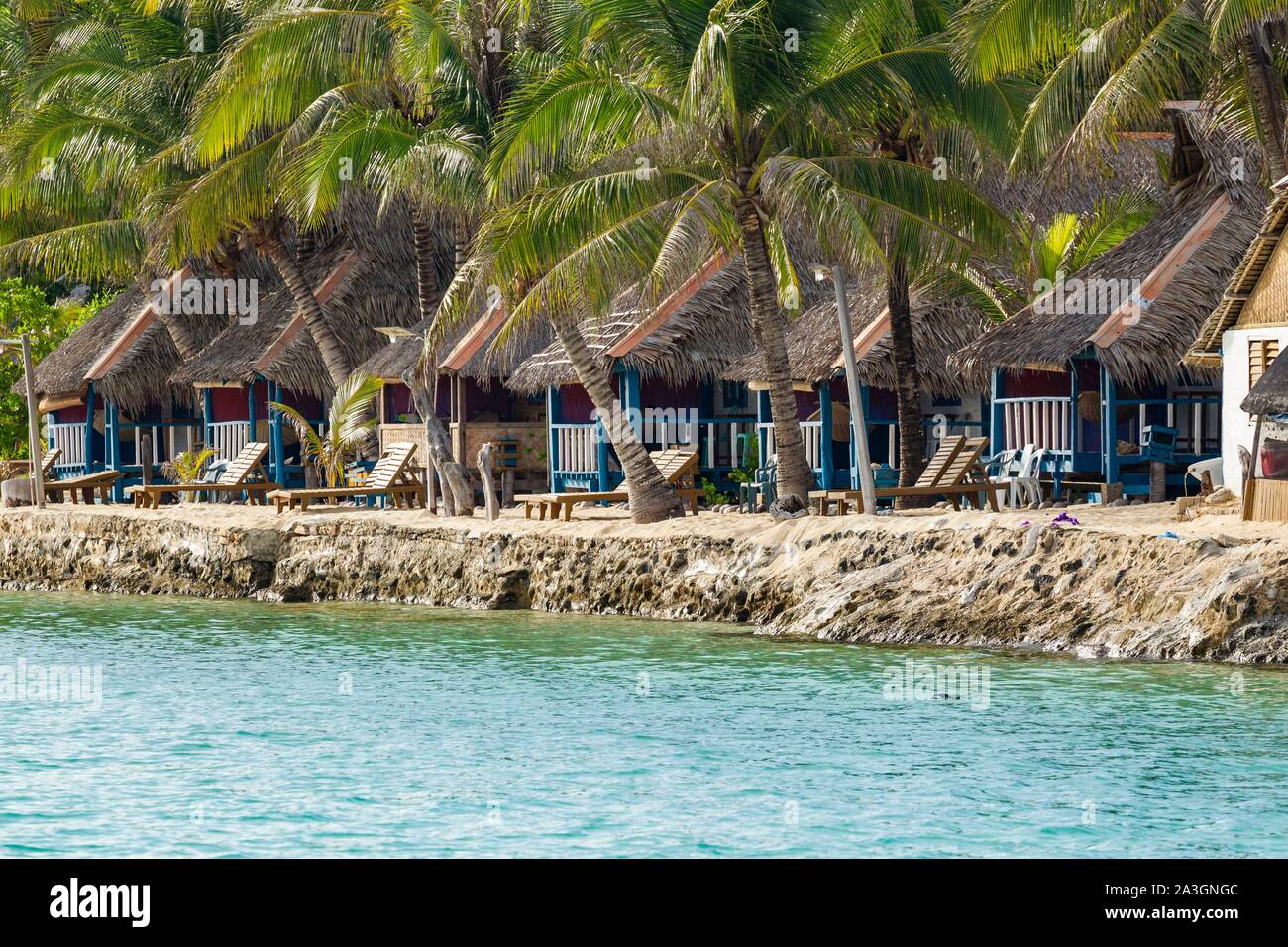 Philippines, Palawan, Roxas, Green Island Bay, sea front rooms of ...
