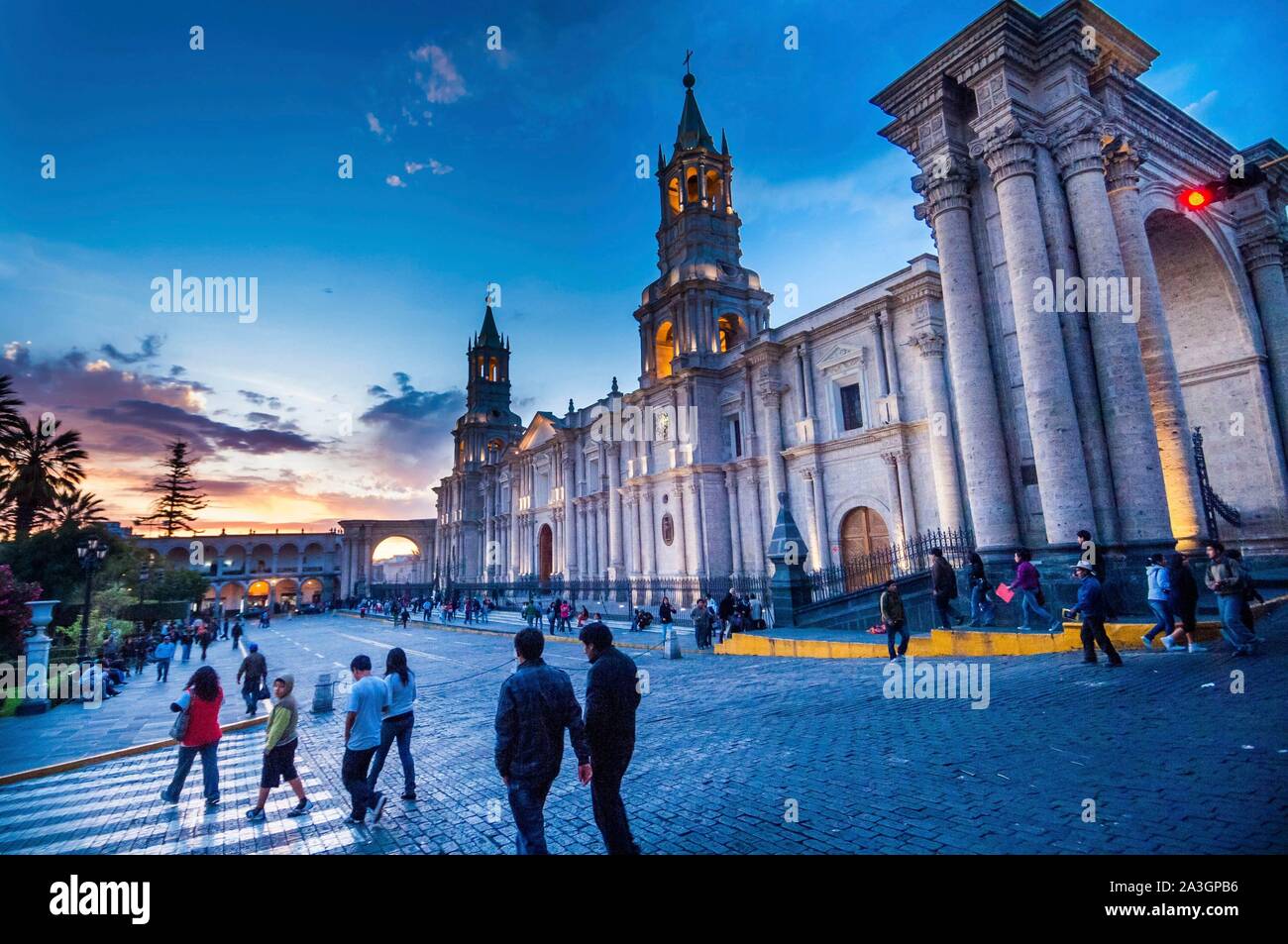 Peru, Arequipa, or White City, registered World Heritage site by UNESCO ...