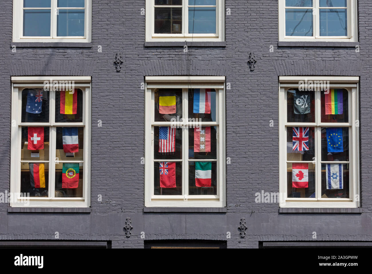 Many Various International World Flags in Window Stock Photo - Alamy