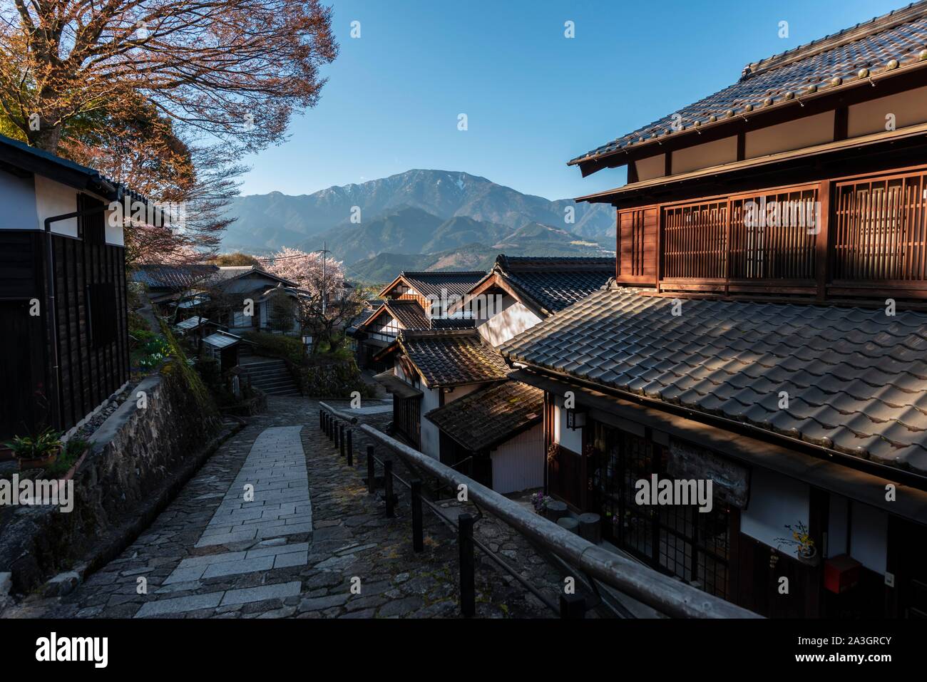 Historic village on Nakasendo street, Traditional houses, Magome-juku ...