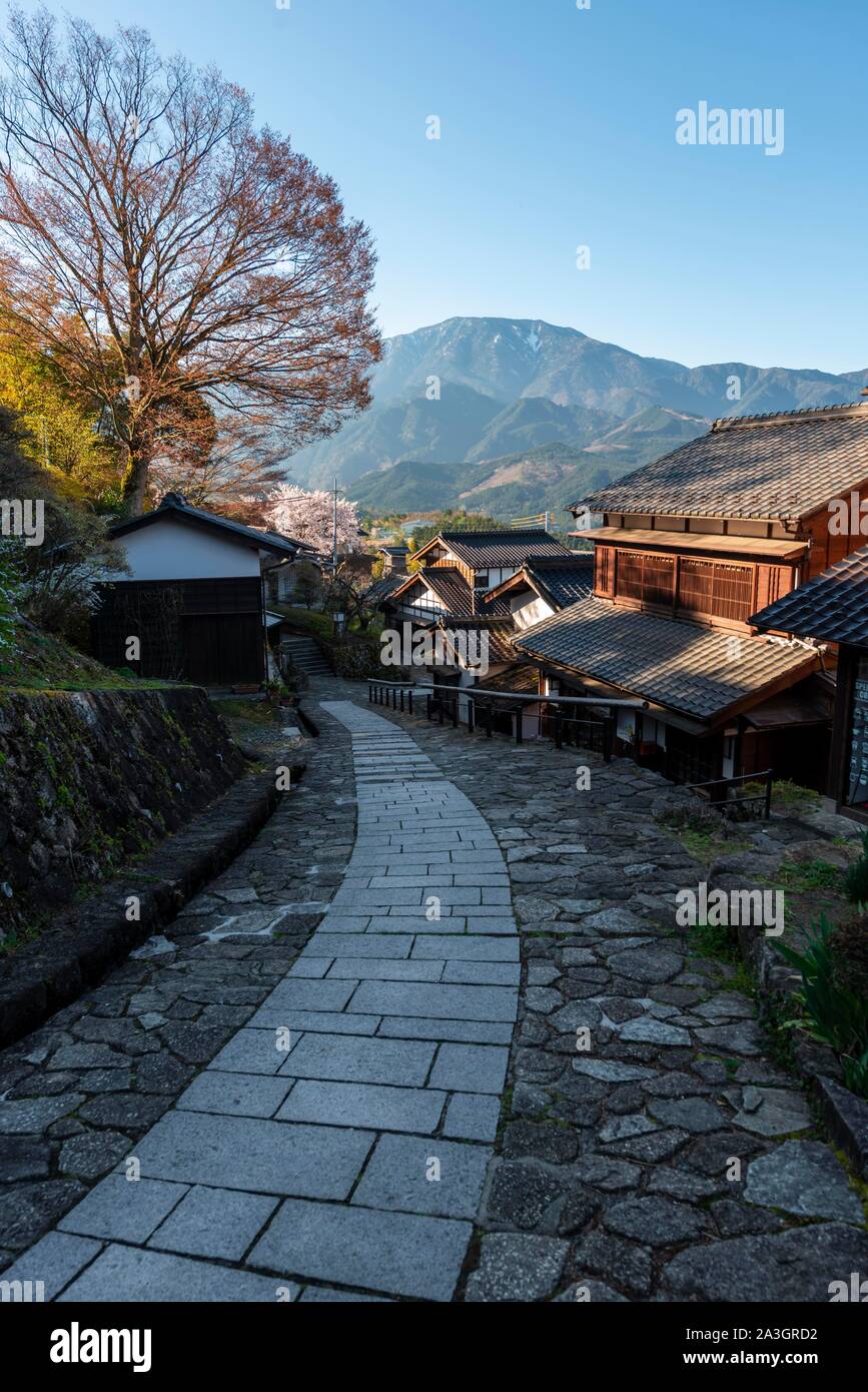 Historic village on Nakasendo street, Traditional houses, Magome-juku ...