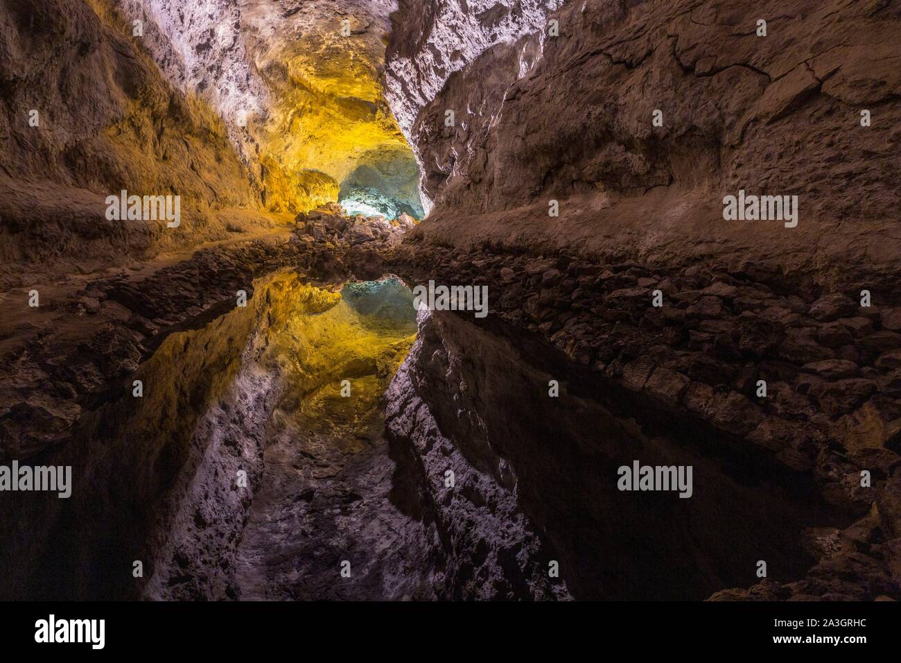 Spain, Canaries Islands, Lanzarote island, the caves of Los Verdes ...