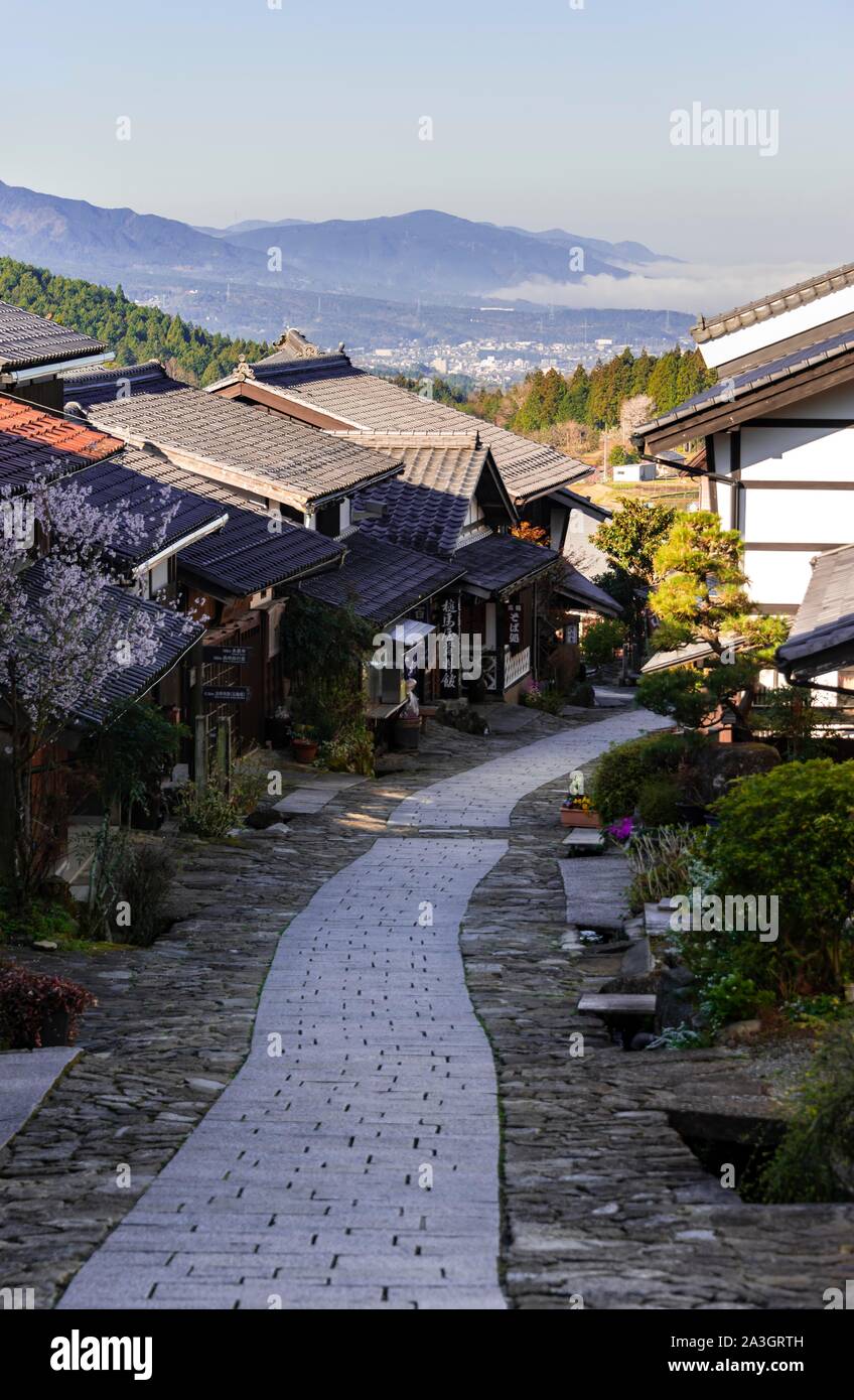 Historic village on Nakasendo street, Traditional houses, Magome-juku ...