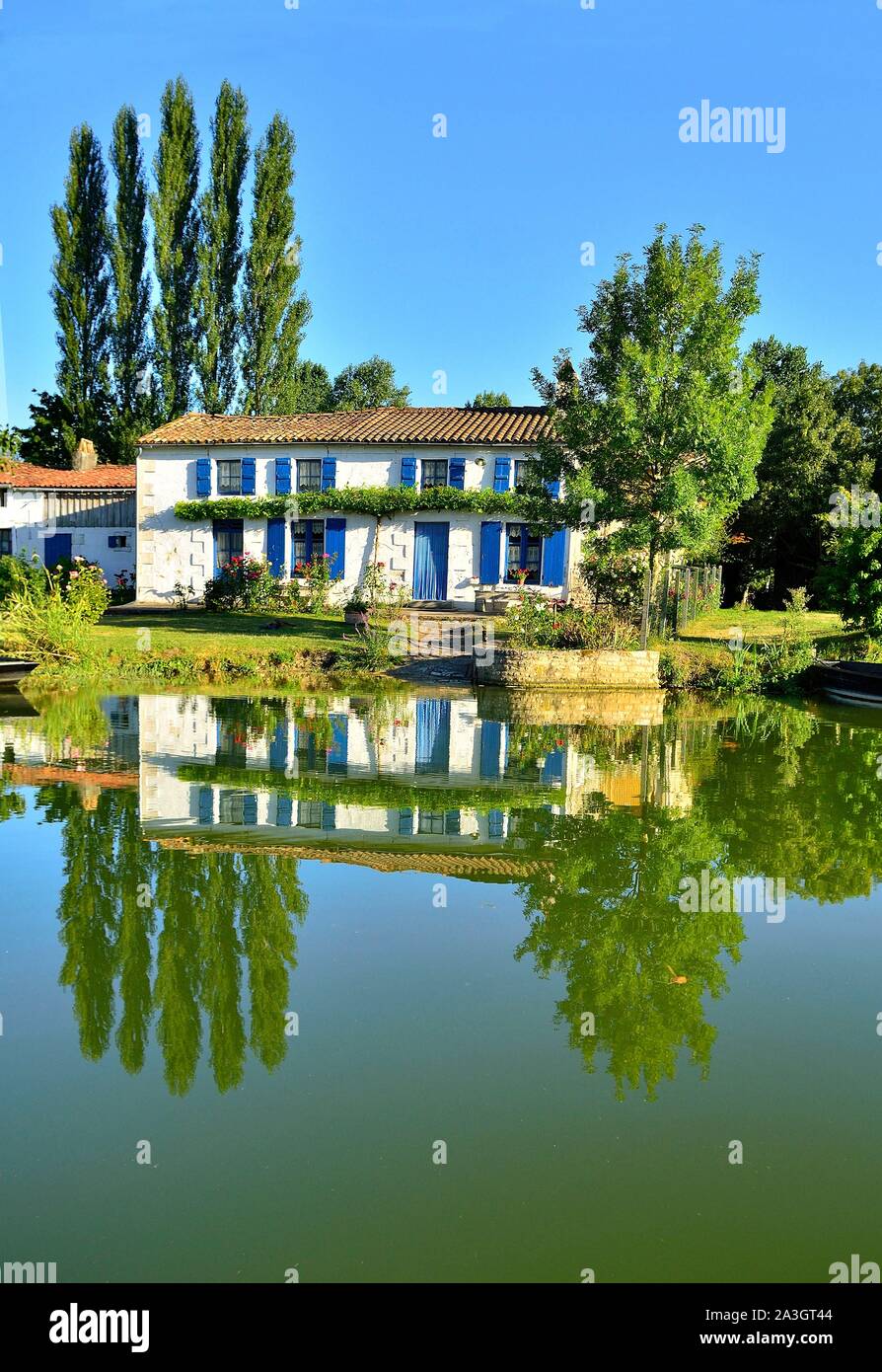 France, Deux Sevres, Marais Poitevin (Poitevin Marsh), Venise Verte ...