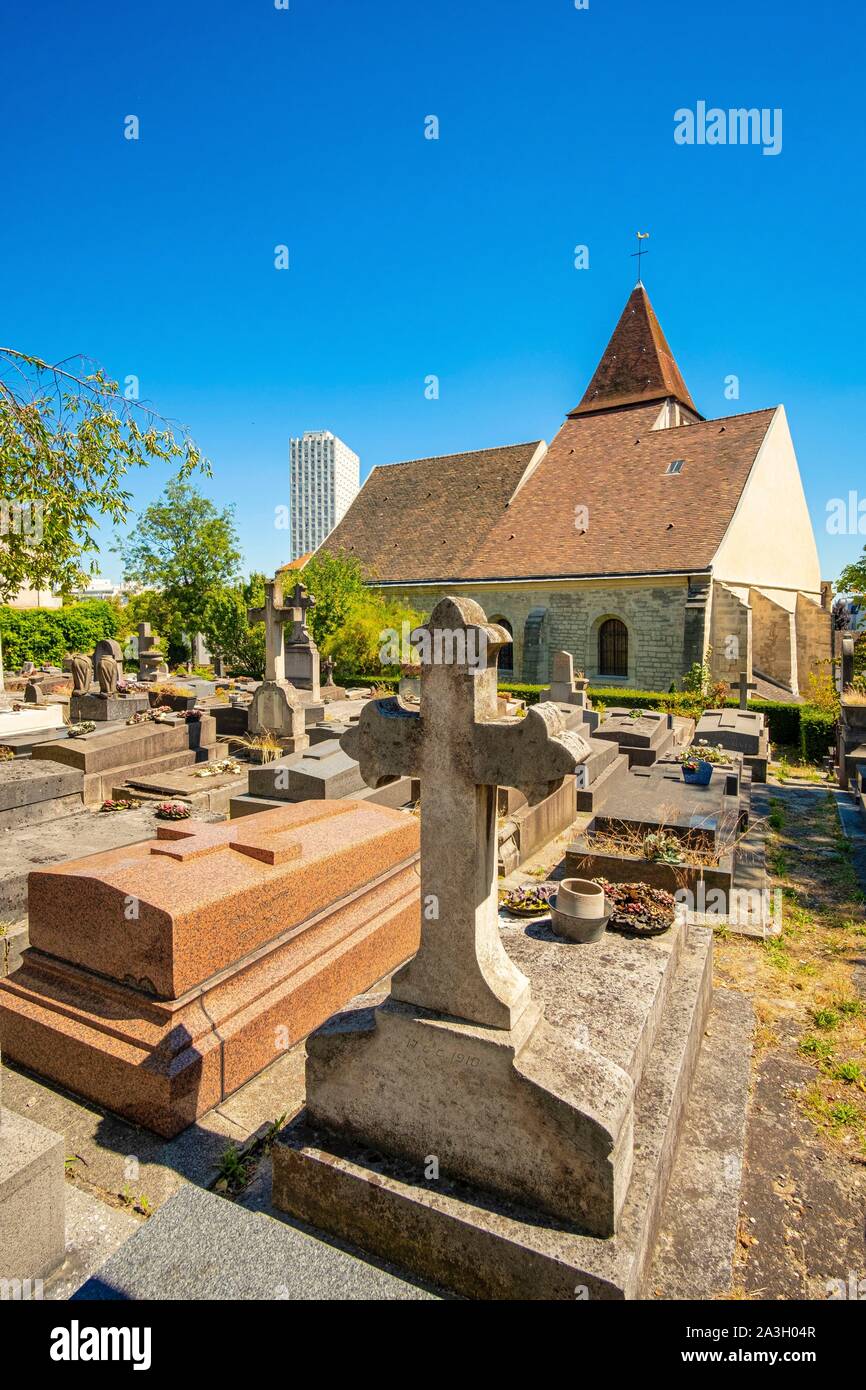 France, Paris, Charonne district, cemetery and church of Charonne Stock ...