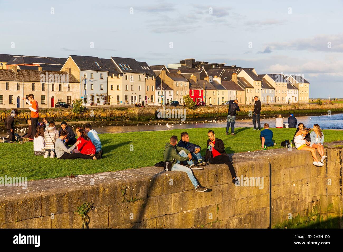 Ireland, County Galway, Galway, port buidlings of The Claddagh Stock ...