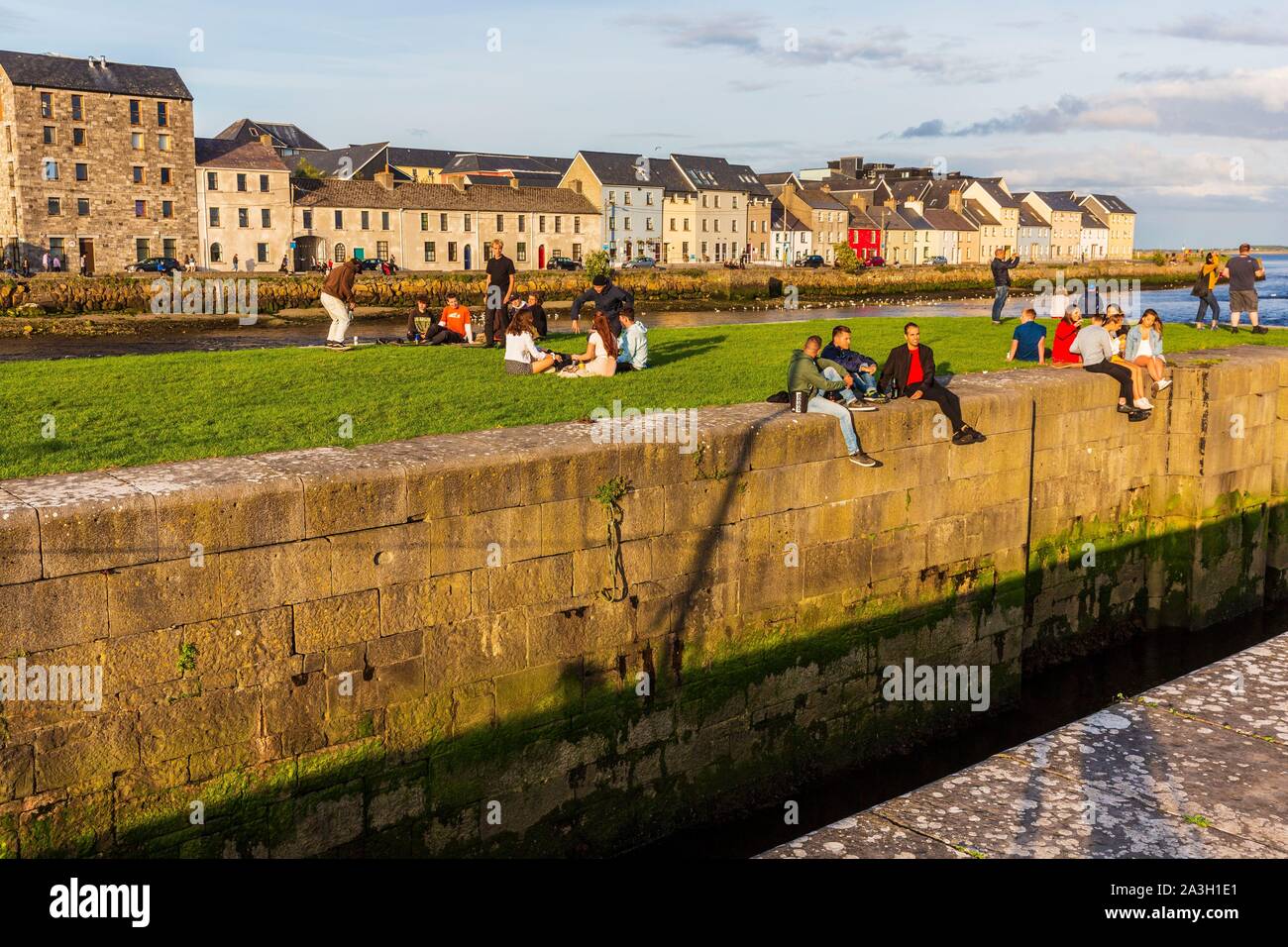 Ireland, County Galway, Galway, port buidlings of The Claddagh Stock ...