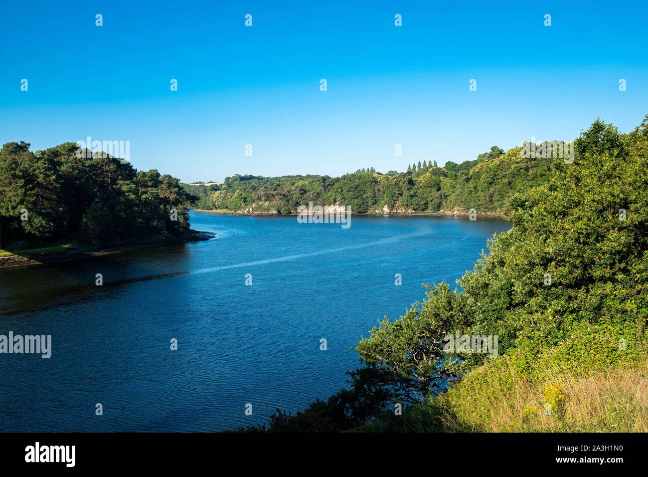 France, Finistere, Clohars-Carnoet, the mouth of La?ta river Stock ...
