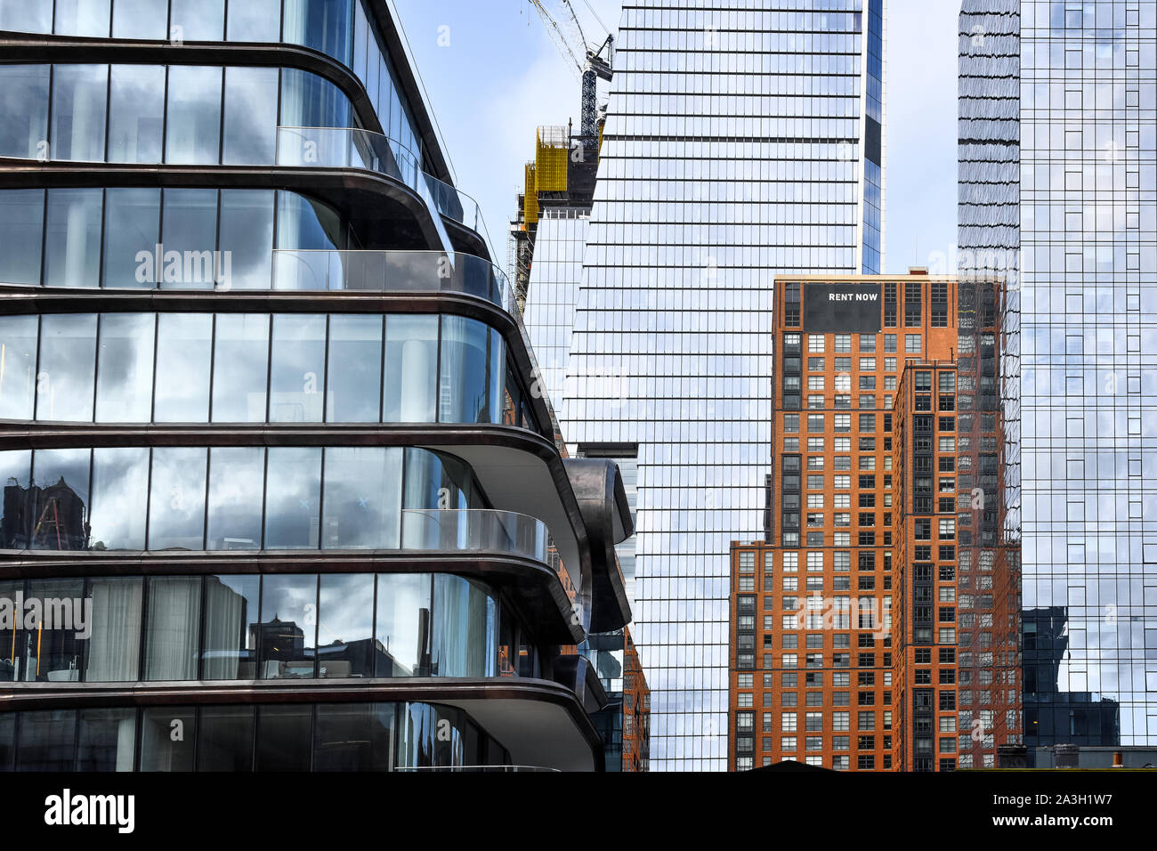 NYC streets buildings contrast. Different styles of buildings in NYC ...