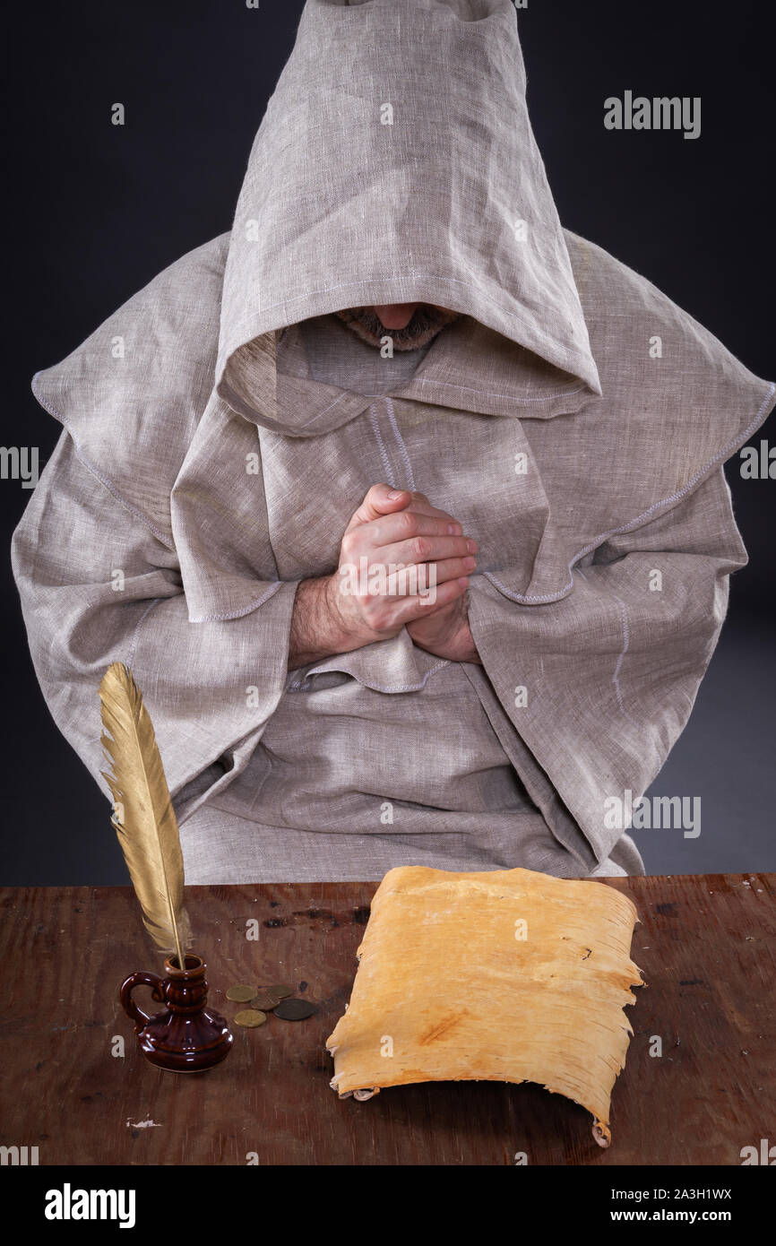 A monk prays for God to enlighten his mind for great discoveries in ...