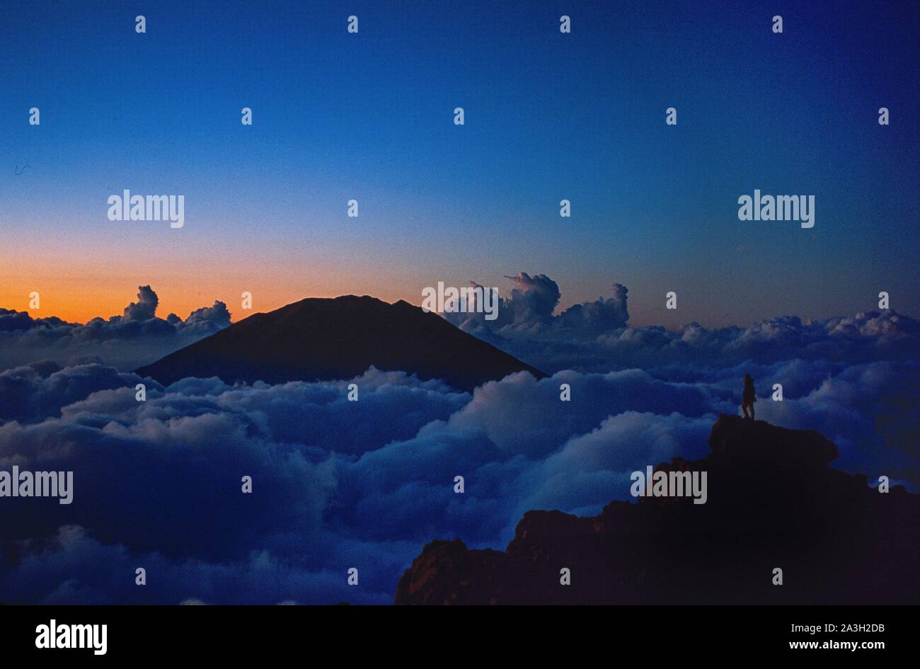 Indonesia, Sunset on Merbabu Volcano Stock Photo - Alamy