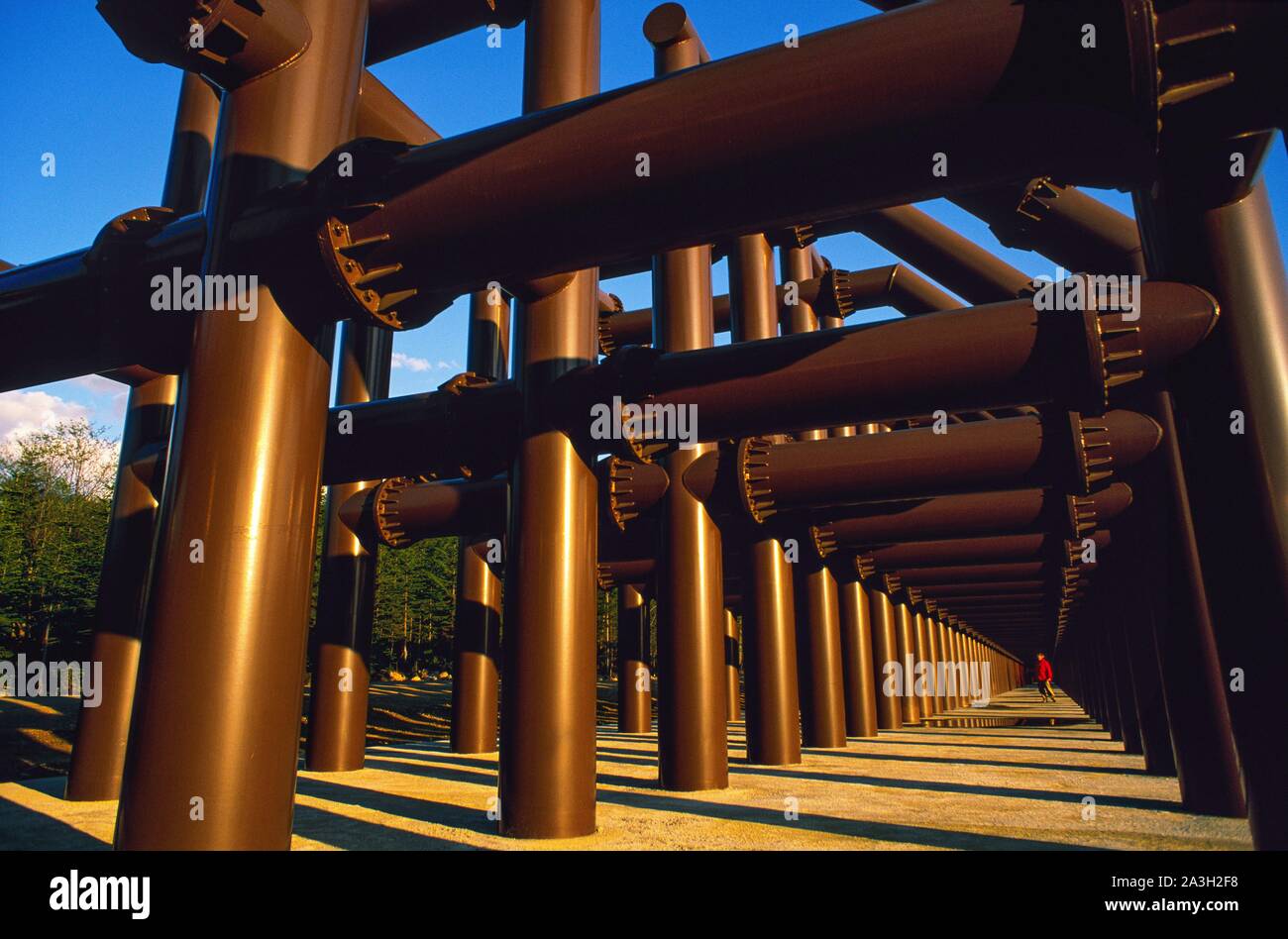 Japan, Hokaido, On the slopes of Tokachi volcano engineers and ...