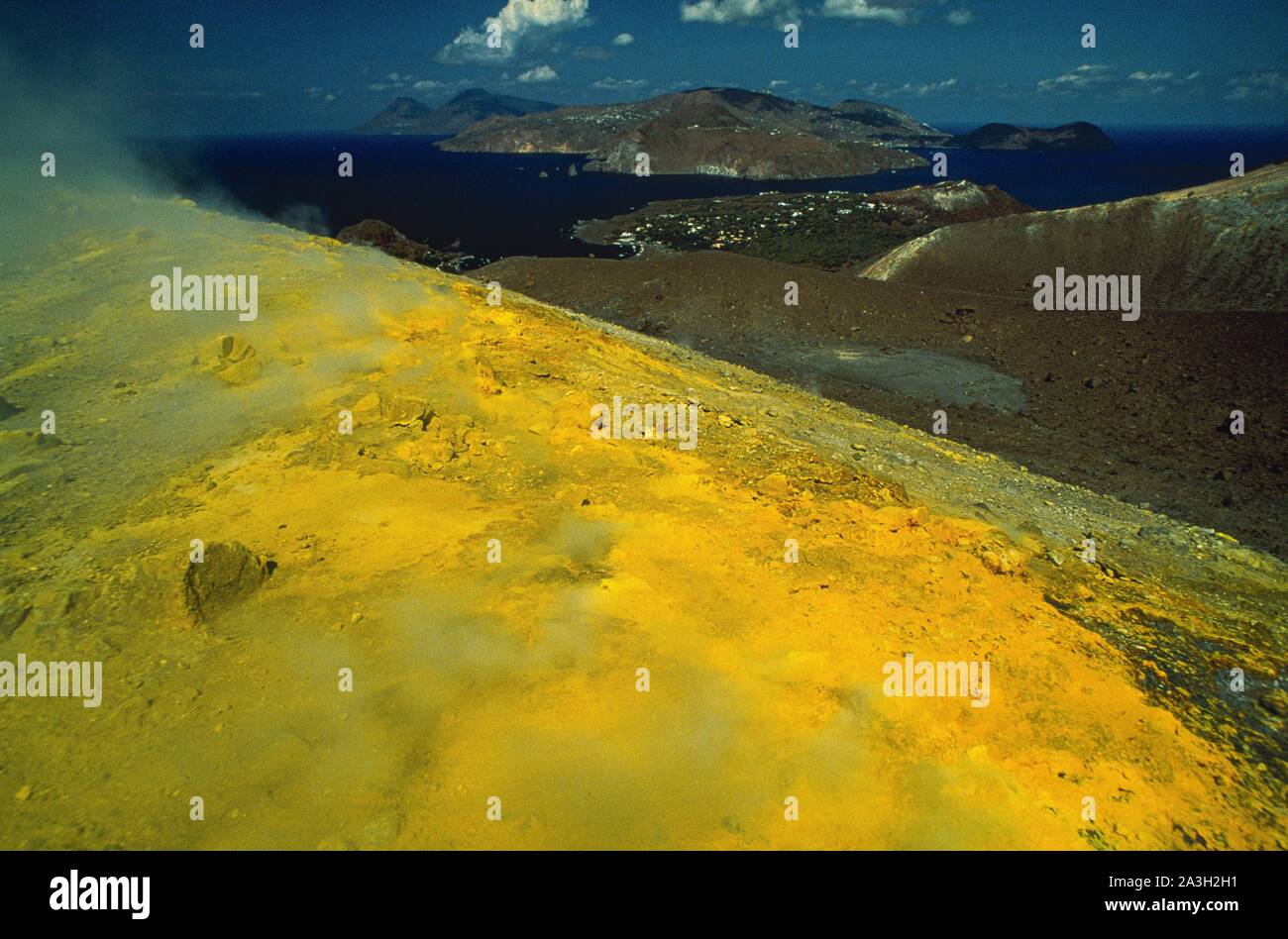 Italy, Aeolian Islands, Vulcano, summit crater Vulcano volcano Stock ...