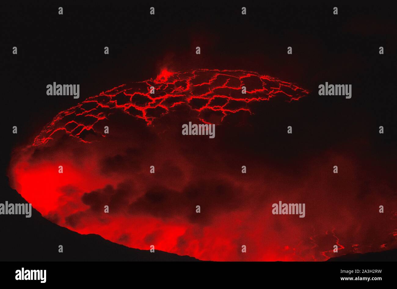 Congo, North Kivu, Nyiragongo Volcano, Eruption of Nyiragongo volcano ...