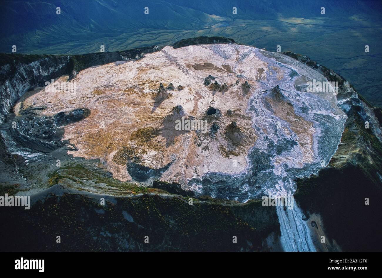 Tanzania, Rift Valley, Ol Doinyo Lengai seen from the sky is the only ...