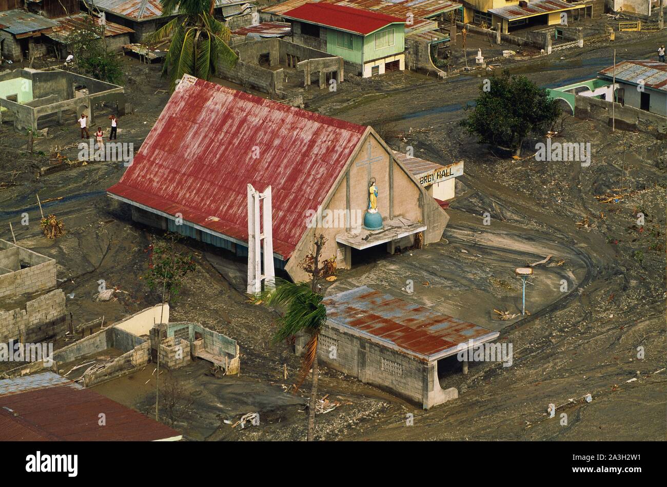 Philippines, Luzon Island, Pinatubo Volcano, Lahars seen from the sky ...