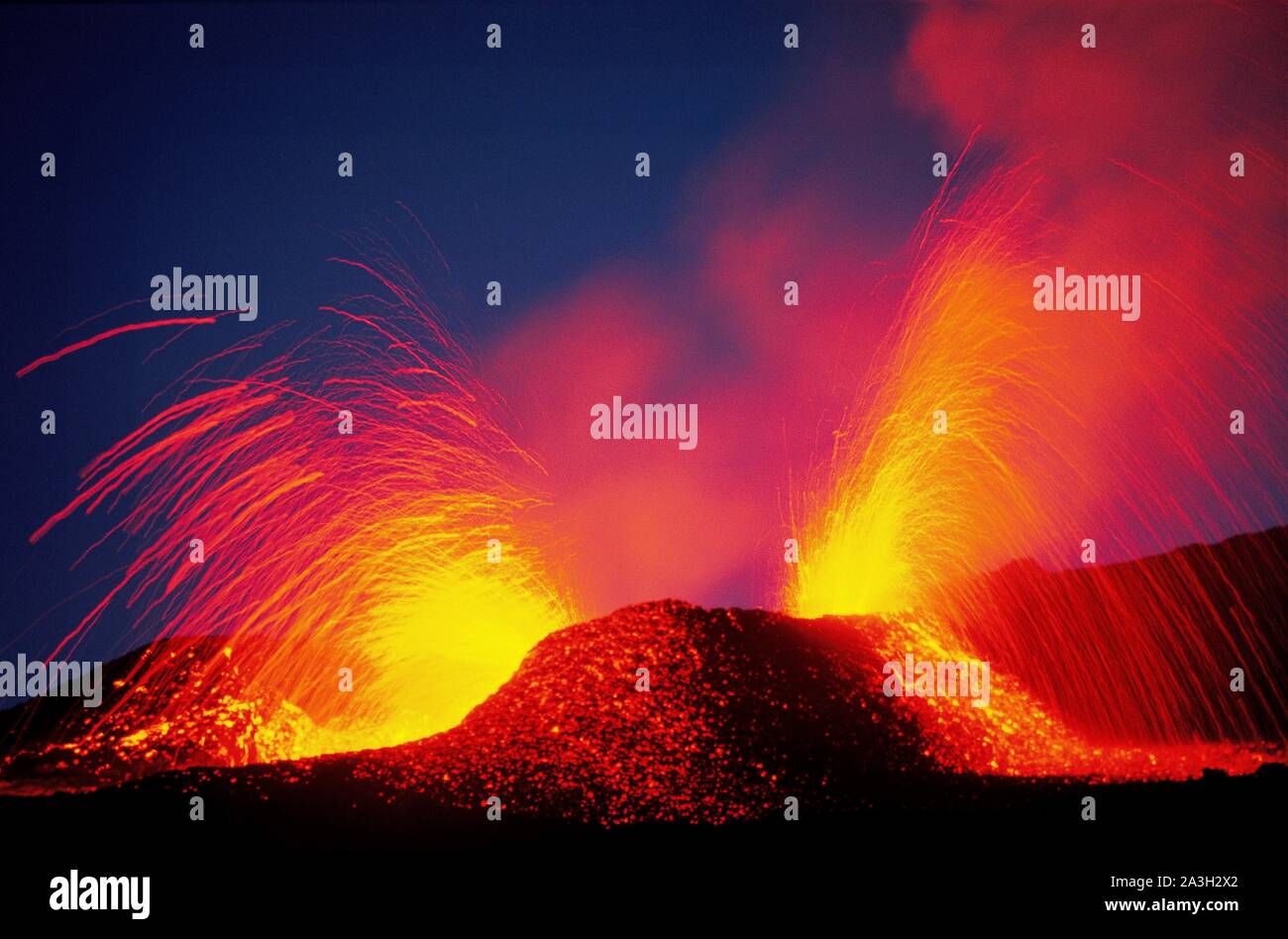 France, Reunion Island, Piton Volcano of la Fournaise erupting Stock ...