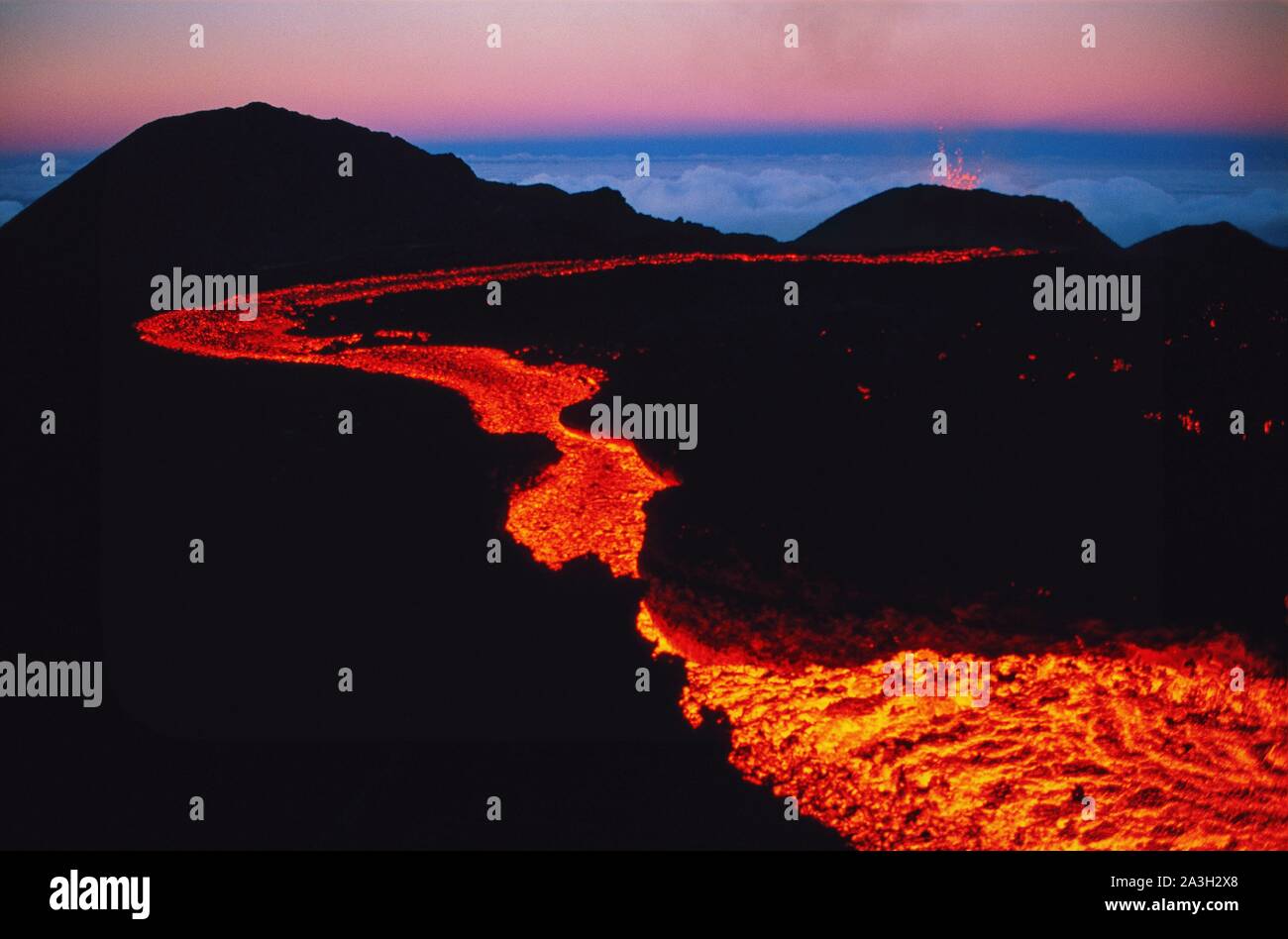 France, Reunion Island, Piton Volcano of la Fournaise erupting Stock ...