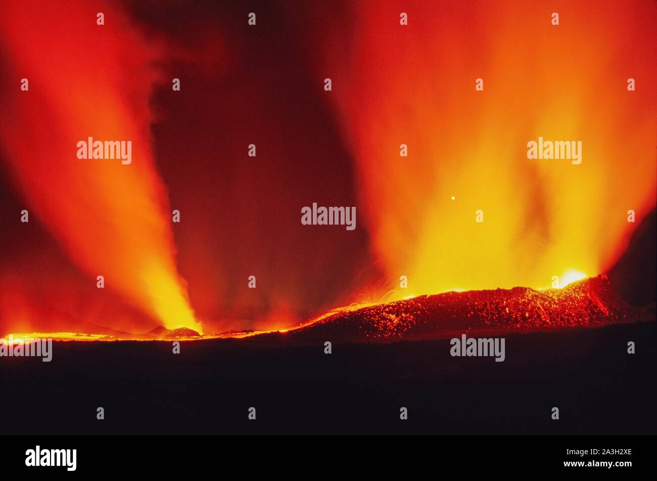 France, Reunion Island, Piton Volcano of la Fournaise erupting Stock ...