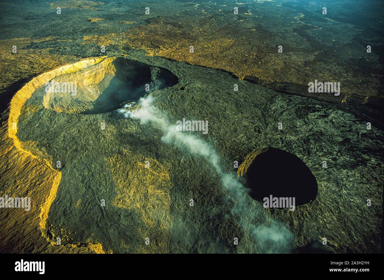 Ethiopia, Rift Valley, Erta Al? Volcano seen from the sky (aerial view ...