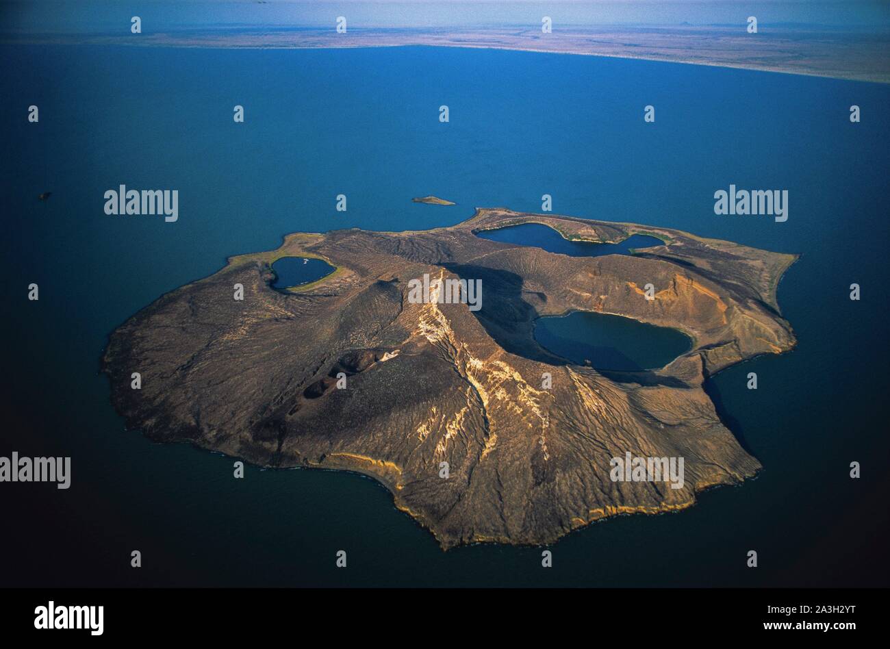 Kenya, Turkana, Volcanoes on Lake Turkana from the Sky (aerial view ...