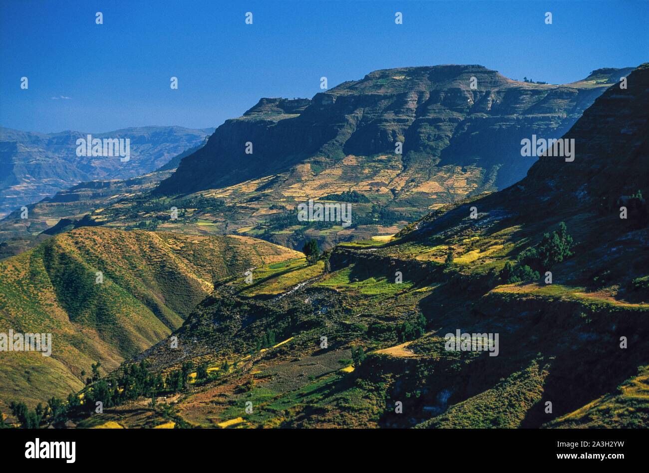 Ethiopia, Rift Valley, Basaltic trapps of Ethiopian highlands bordering ...