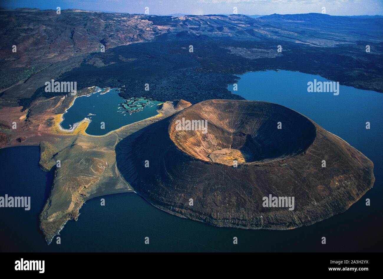 Kenya, Turkana, Volcanoes on Lake Turkana from the Sky (aerial view ...