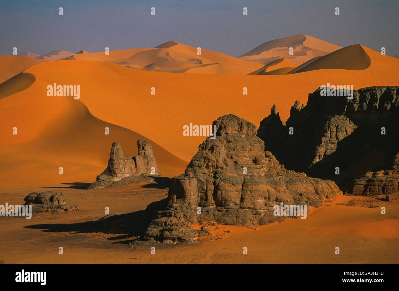 Algeria, Sahara, Djanet, Landscape of Erg Admer, Tassili n'Ajjer Stock ...