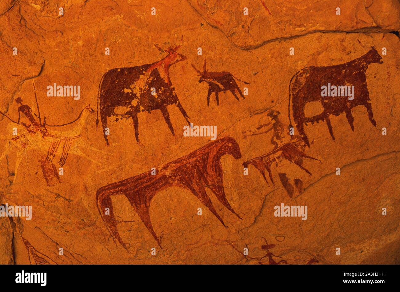 Chad, Ennedi, Sahara, Manda Gueli Rock Paintings Stock Photo - Alamy