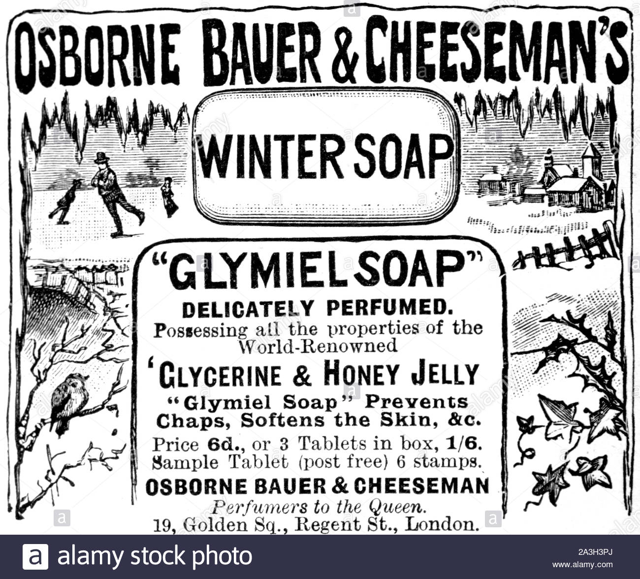 Victorian era, Glymiel Soap, vintage advertising from 1899 Stock Photo ...