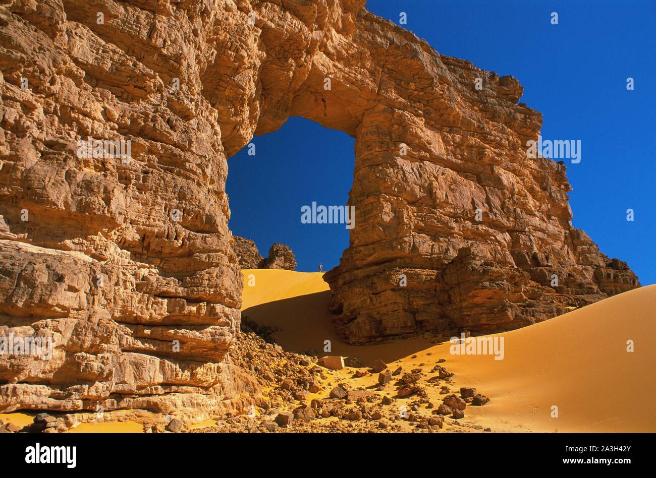 Algeria, Sahara, Djanet, Tikoubaouine Arch in Tassili n'Ajjer Stock ...