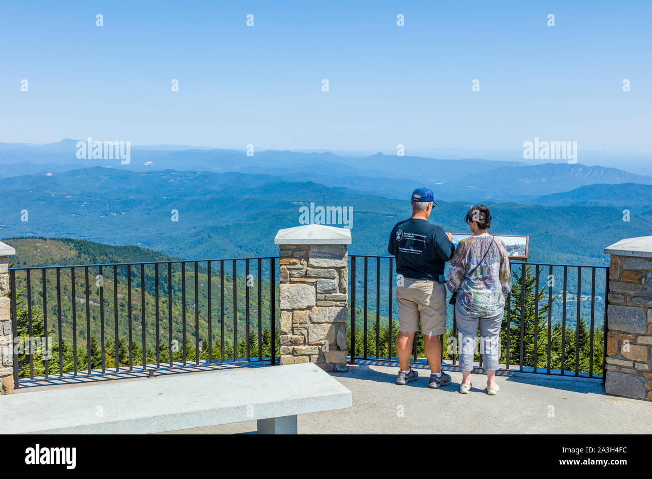 People on Observation platform on top of Mount Mitchell in Mount ...