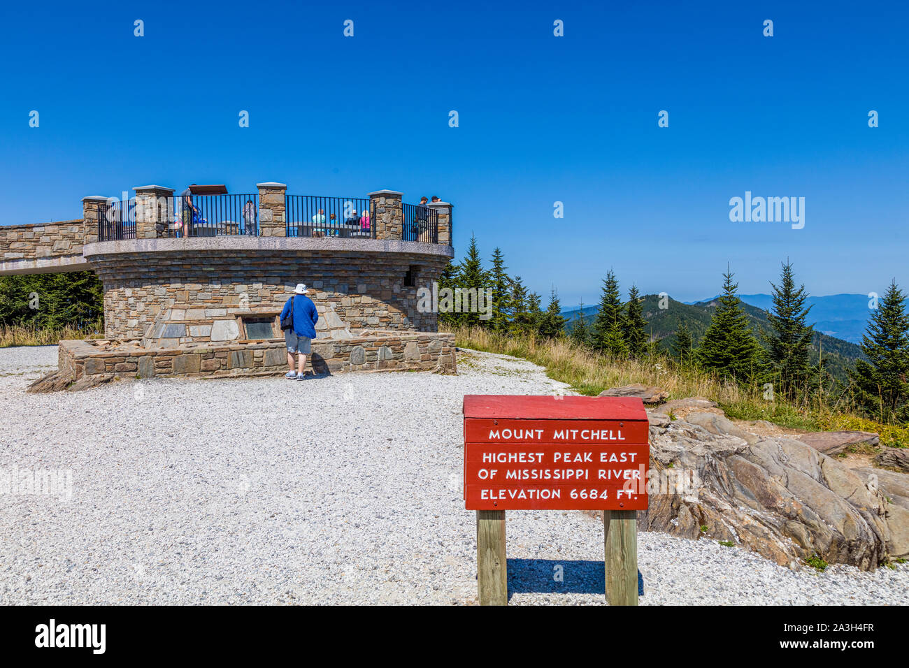 People on Observation platform on top of Mount Mitchell in Mount ...
