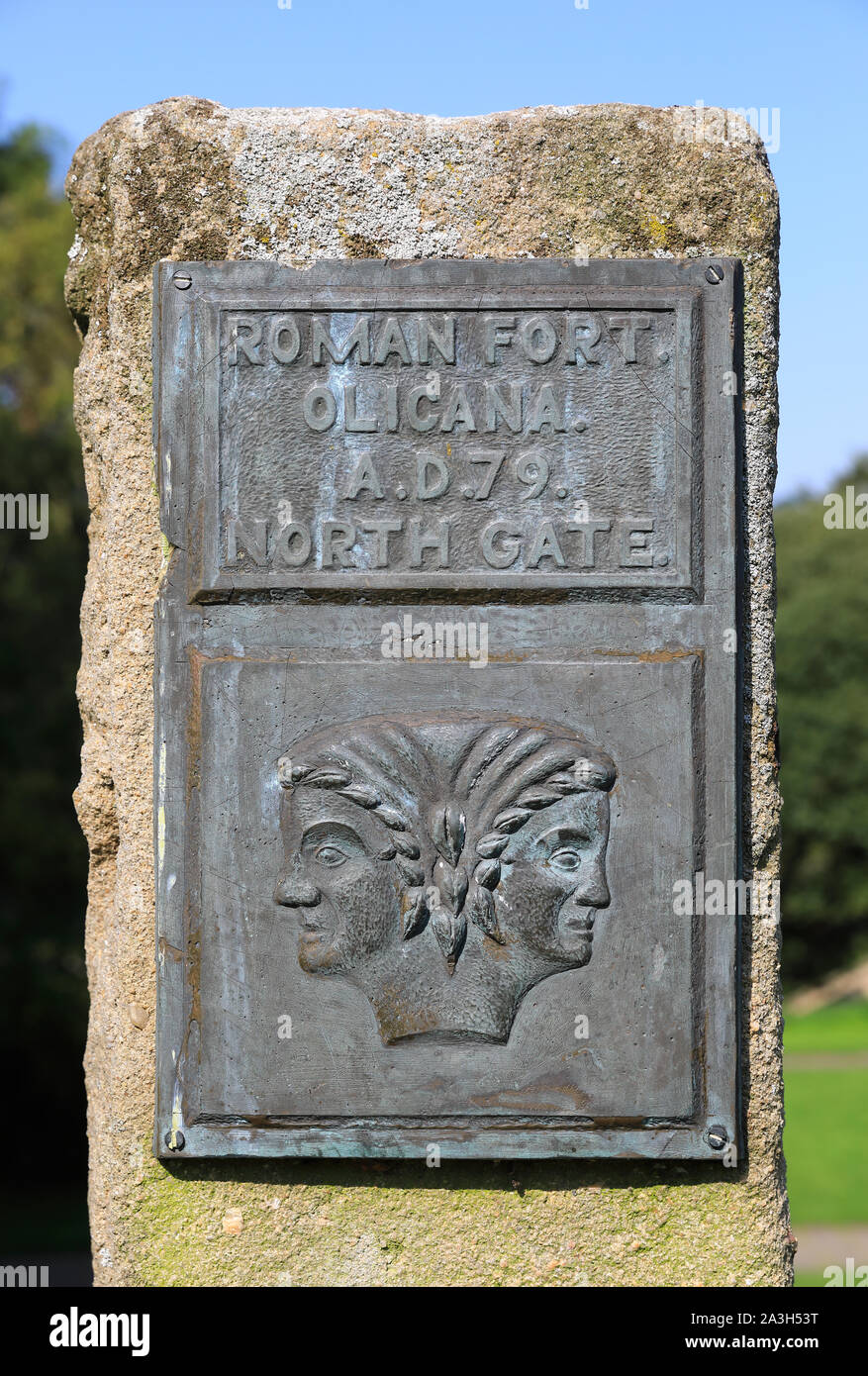 The North Gate of the Roman Fort in the centre of the pretty spa town ...