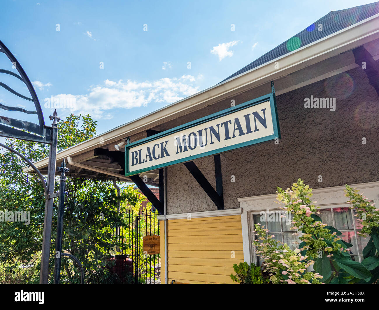Railroad station in town of Black Mountain in the Blue Ridge Mountains ...