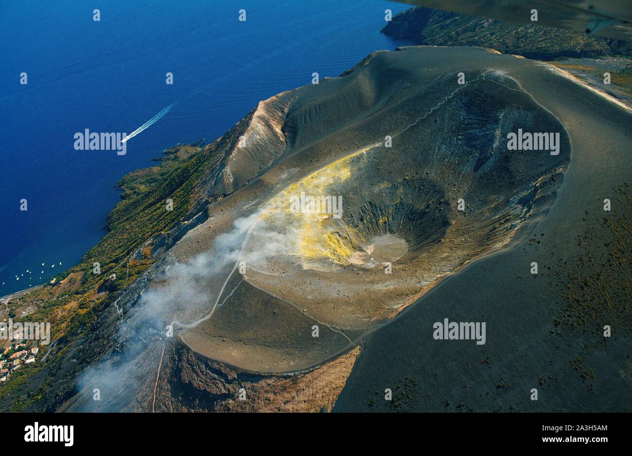 Italy, Aeolian Islands, Vulcano Island, Vulcano Volcano Crater seen ...