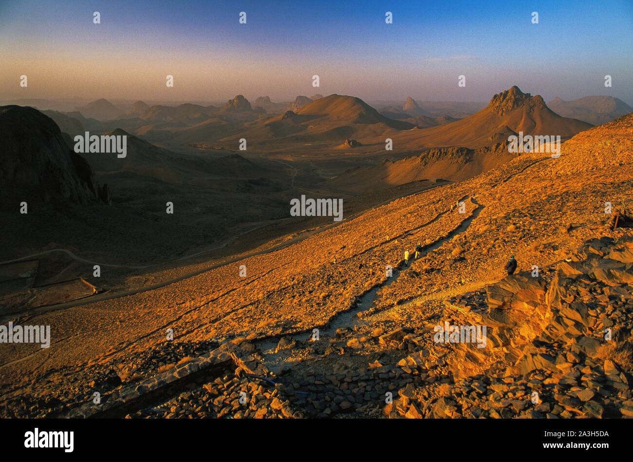 Algeria, Hoggar, Sahara, Tamanrasset, view of the Atakor massif from ...