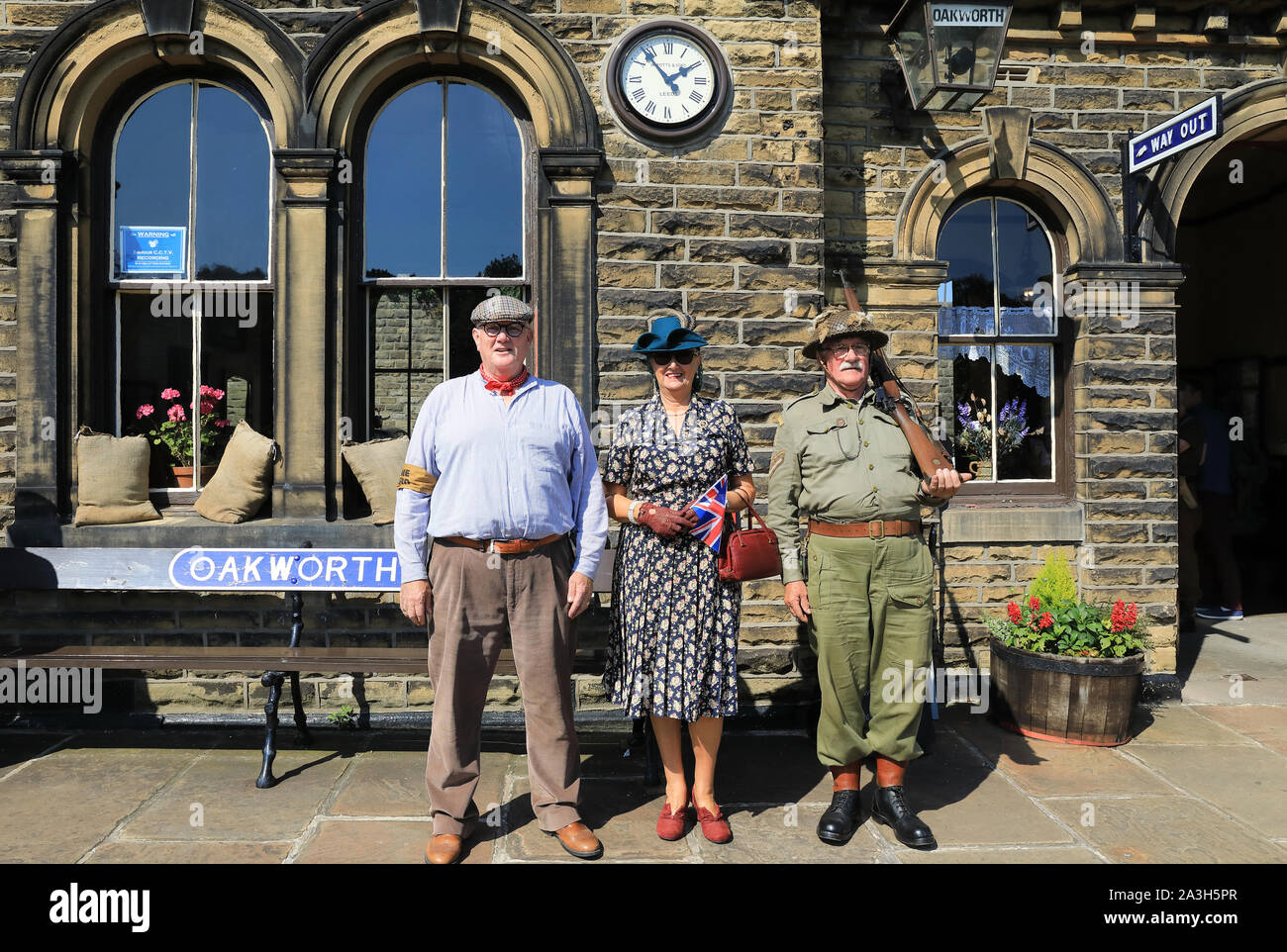The Haworth Home Guard batallion on parade at Oakworth station, on the ...