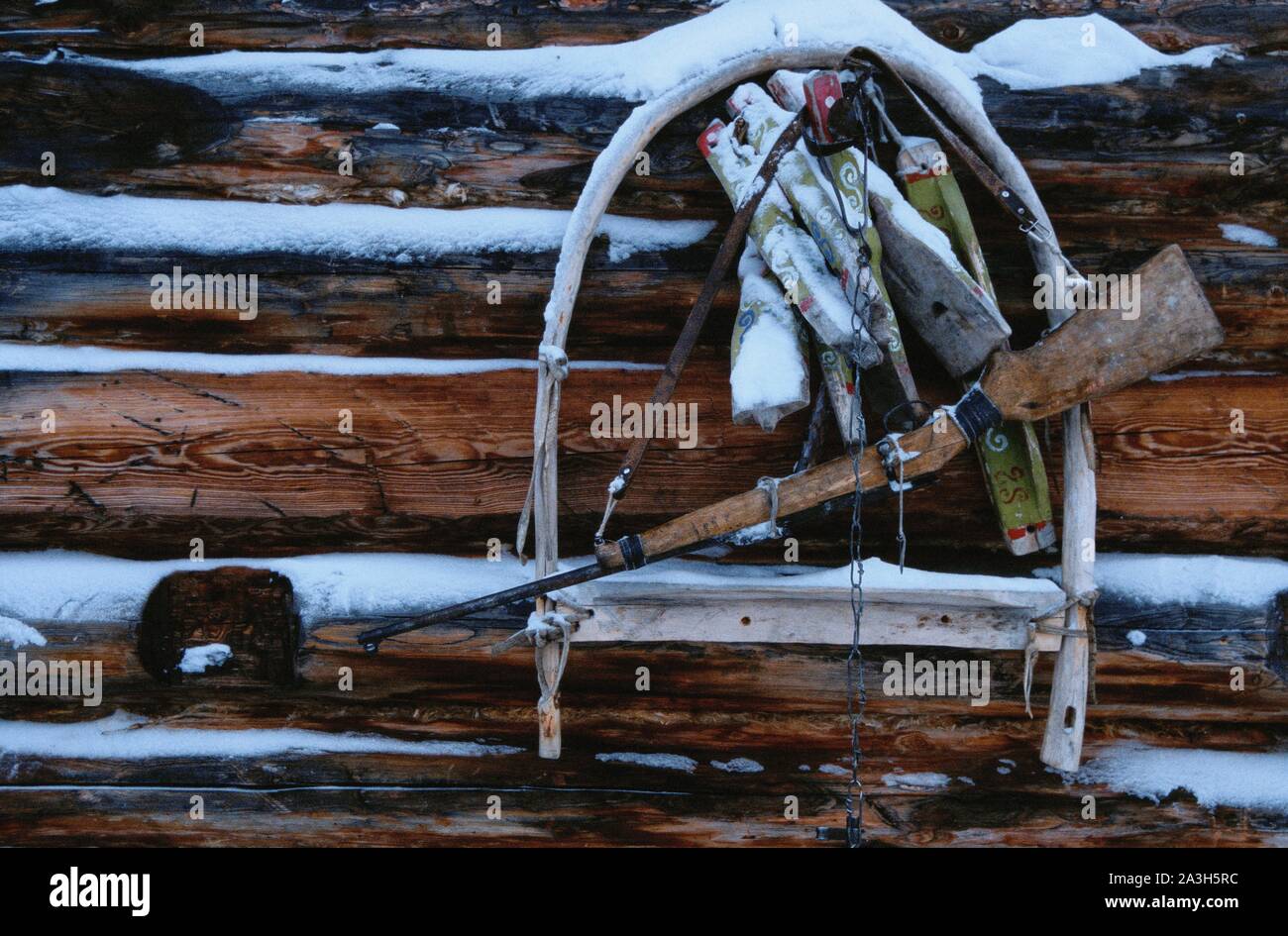 Russia, Sakha, wintering hut, the Evenks are nomadic reindeer herders ...
