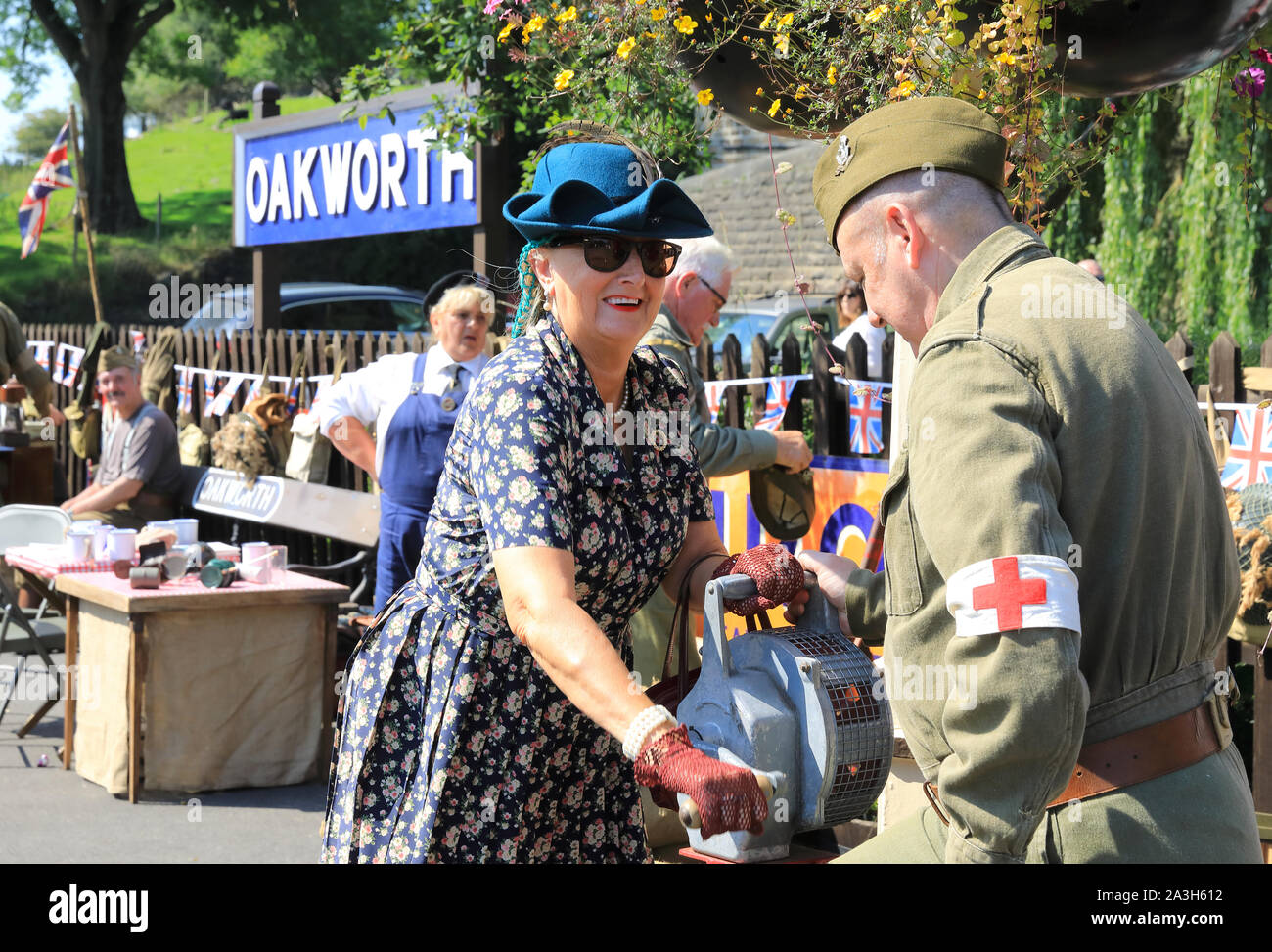 The Haworth Home Guard batallion on parade at Oakworth station, on the ...