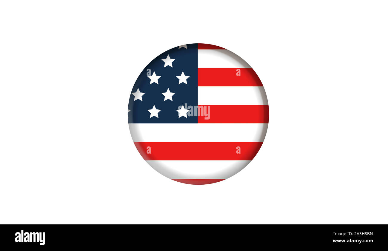 Flag of USA round icon or badge. United States circle button. American ...
