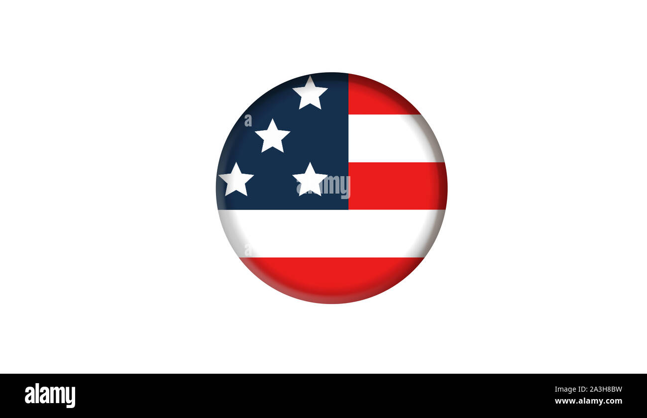 Flag of USA round icon or badge. United States circle button. American ...