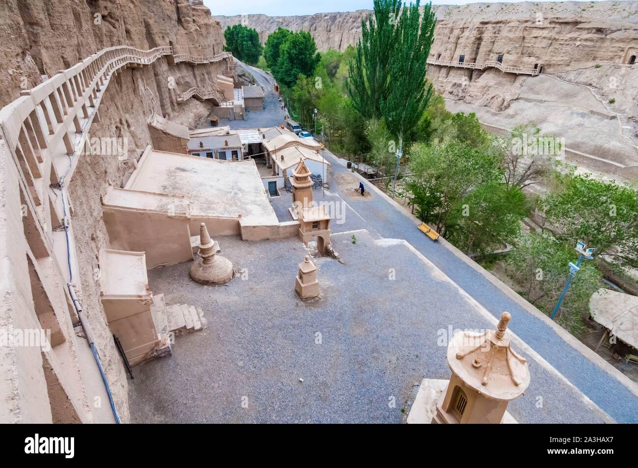 China, Gansu province, Yulin, caves ornated with buddhist frescoes and ...
