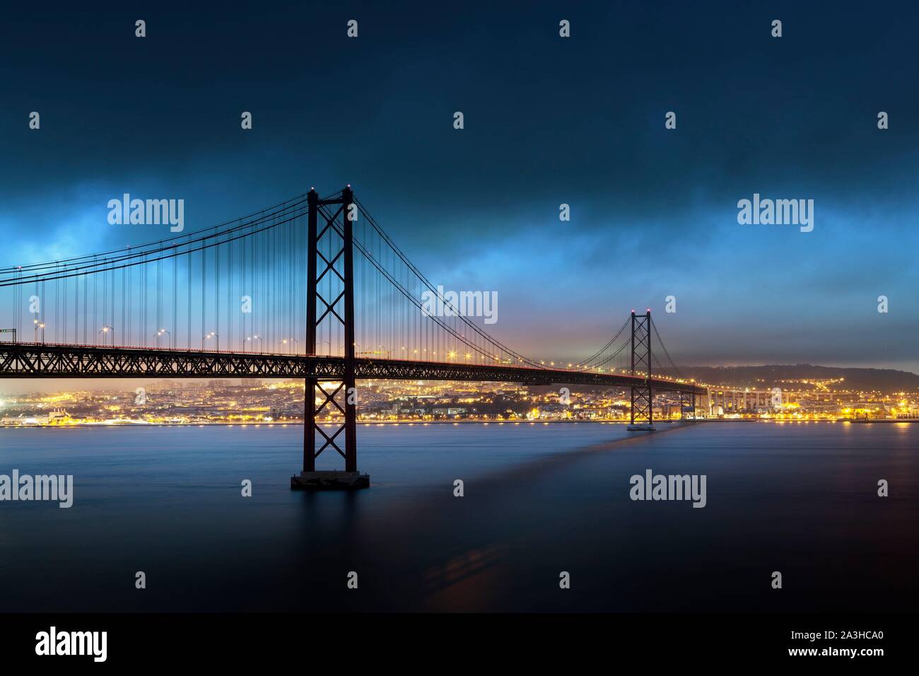 Portugal, Lisbon, Bridge April 25 on the Tagus River Bay Stock Photo ...