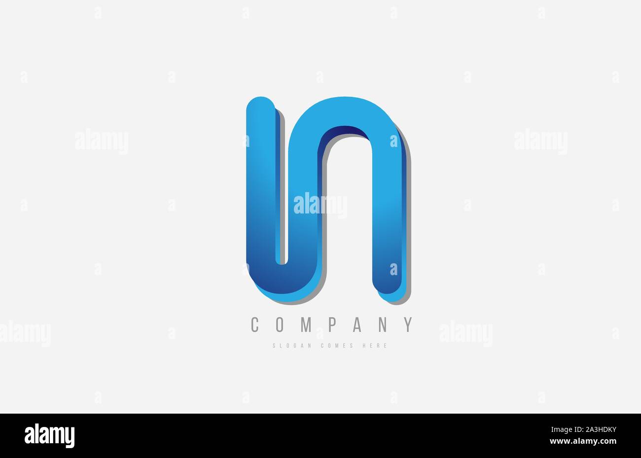 3d line blue n letter logo alphabet for icon design. For a logotype on ...
