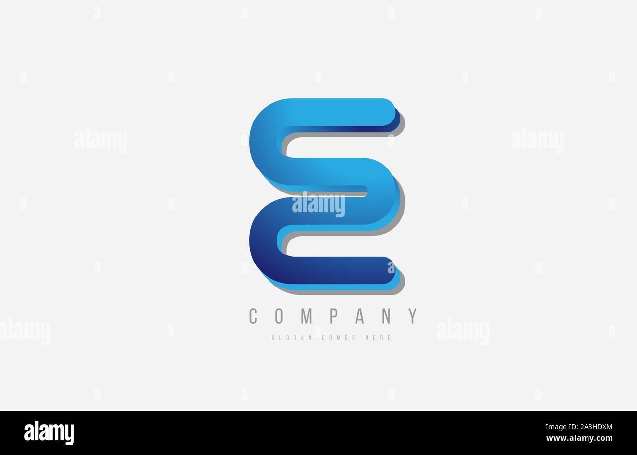 3d line blue e letter logo alphabet for icon design. For a logotype on ...
